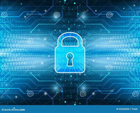 Technological Board And Lock On Global Security Service Abstract Background Stock Vector