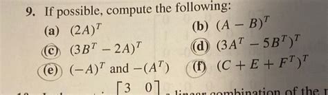 solved 9 if possible compute the following a 2a b