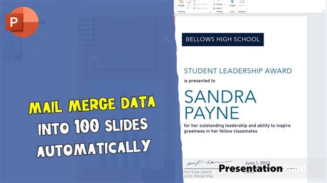 mail merge data into 100 slides automatically presentationpoint youtube