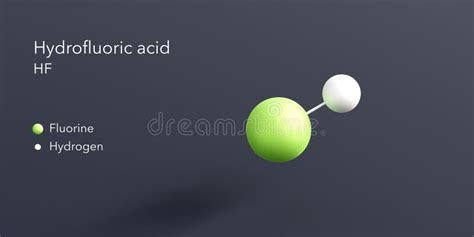 Hydrofluoric Acid Molecule 3d Rendering Flat Molecular Structure With