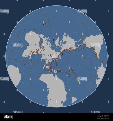 Okhotsk Tectonic Plate On The Solid Contour Map In The Lagrange Oblique Projection Centered