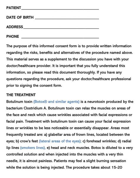 Botox Consent Form Printable Printable Forms Free Online