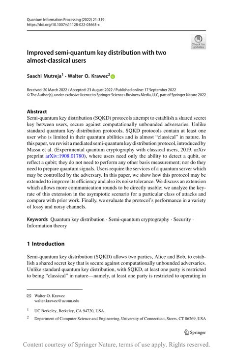 Improved Semi Quantum Key Distribution With Two Almost Classical Users