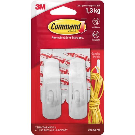 Gancho Adesivo 3M Command Branco Médio 2 unidades 3M PT 2 UN