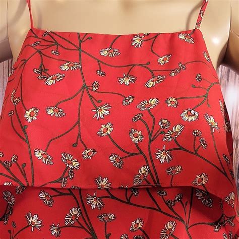 Tabitha Webb Red Daisy Spaghetti Strap Dress Size 6 Gem