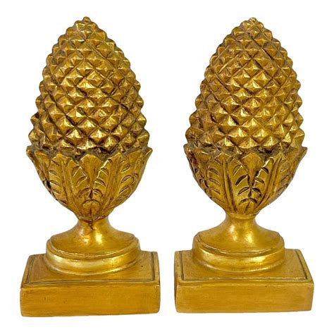 Vintage Pair Of Borghese Italian Acorn Gilt Bookends Chairish