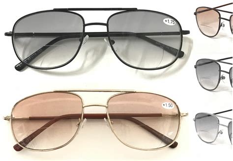 Light Tinted Bifocal Reading Glasses Selection Unisex Stylish Metal Or