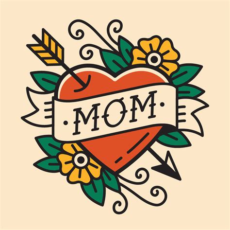 Heart Mom Tattoo Stencil