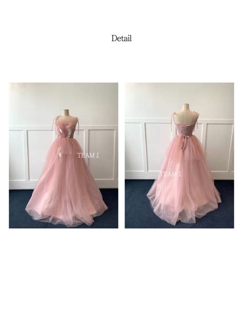 팀제이 팀제이 풍성한 핑크드레스 유색드레스 셀프웨딩드레스 2부 브라이덜샤워원피스 신혼여행원피스 야외 스냅촬영