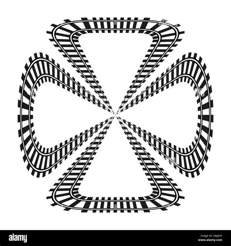 Railroad Track Element Curved Rail Symbol Perspective Loop Vector