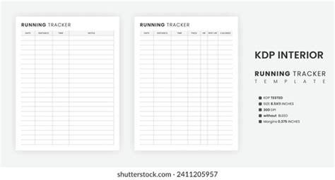 Printable Running Tracker Template Editable Health Stock Vector