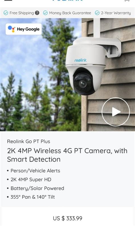 Reolink Go PT Plus 2K 4MP Wireless 4G PT Camera With Smart Detection