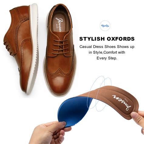 Jousen Mens Brown Dress Shoes Brogue Lace Up Casual Dress Shoes For