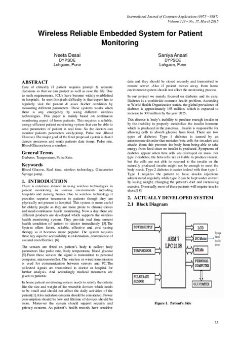 Pdf Wireless Reliable Embedded System For Patient Monitoring