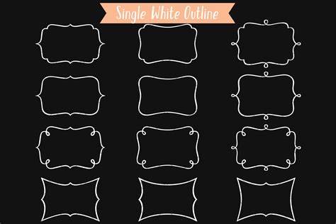 Fancy Rectangular Frames White Hand Drawn Border Monogram By Digital
