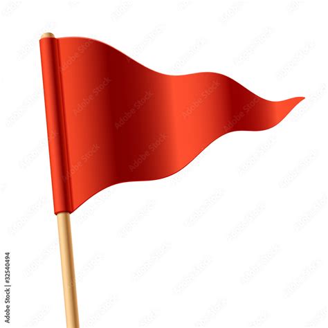 Vetor De Waving Red Triangular Flag Do Stock Adobe Stock