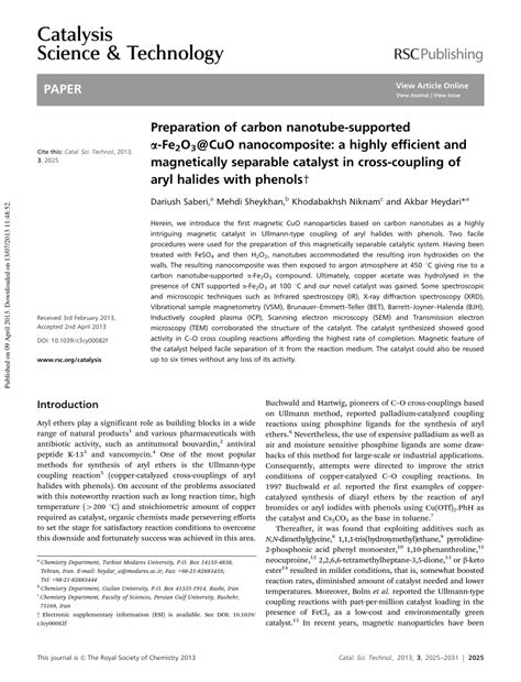 Pdf Preparation Of Carbon Nanotube Supported α Fe2o 3cuo Nanocomposite A Highly Efficient