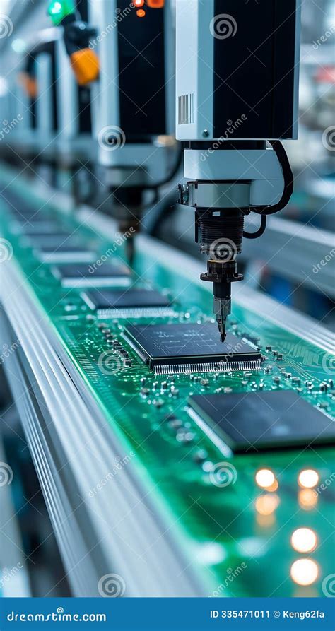 Precision Automation In Microchip Production On Industrial Assembly