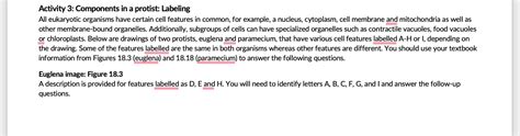 Solved Activity 3 Components In A Protist Labeling All