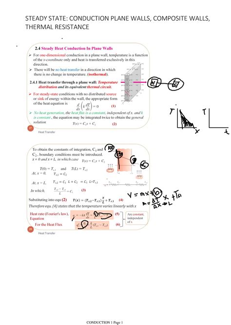 Conduction 1 Steady State Conduction Plane Walls Composite Walls Thermal Resistance