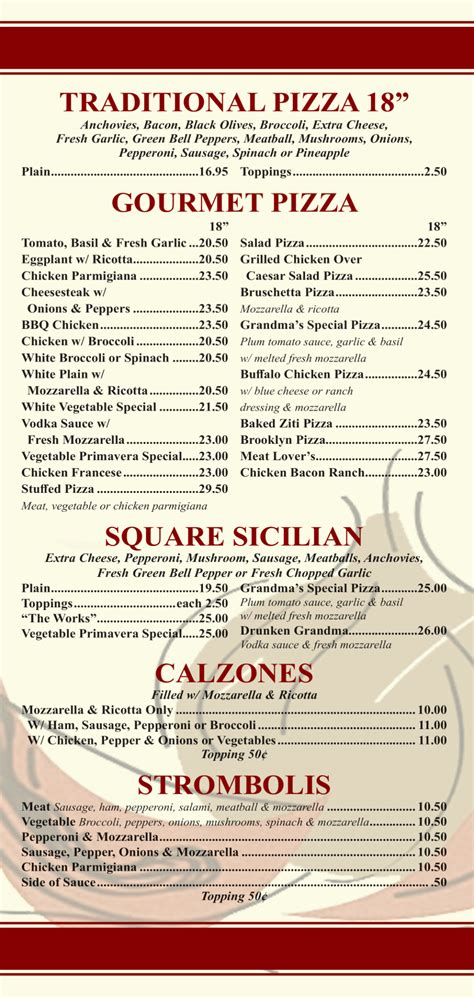 Fairfield Menu