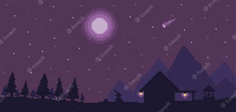 Premium Vector Pixel Art Lumberjack House Background With Pines And