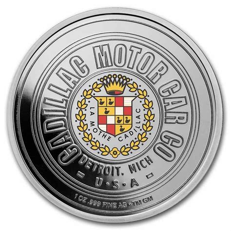 Cadillac Motor Car Company Logo Colorized 1 Oz Silver Slab Metal