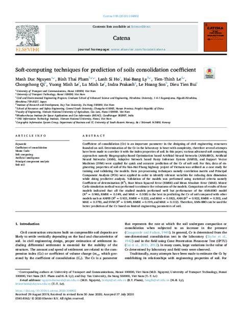Pdf Soft Computing Techniques For Prediction Of Soils Consolidation
