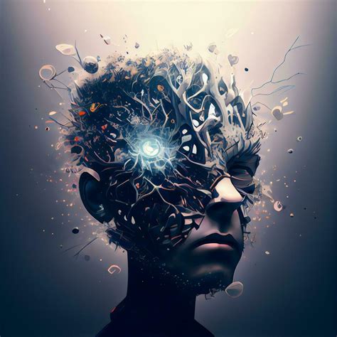 Futuristic Head Of A Man With Abstract Brain Artificial Intelligence