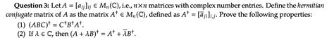 Solved Question Let A Aij IjMn C I E Nn Matrices Chegg Com