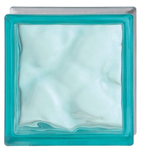 Bloque De Vidrio Ondulado Turquesa 19x19x8 Cm Leroy Merlin