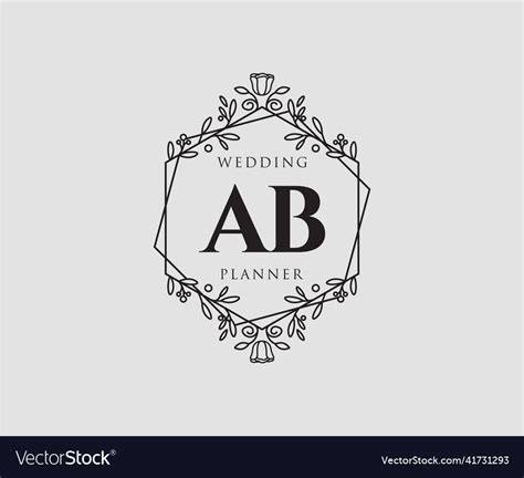 Ab Initials Letter Wedding Monogram Logos Vector Image