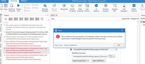 Publish Project To Orchestrator User Does Not Have Any Of These