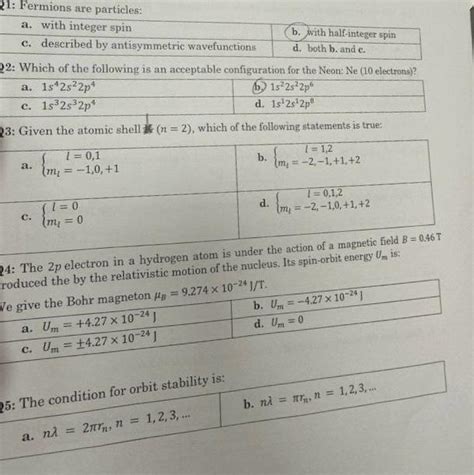 Solved Fermions Are Particles A With Integer Spin B With