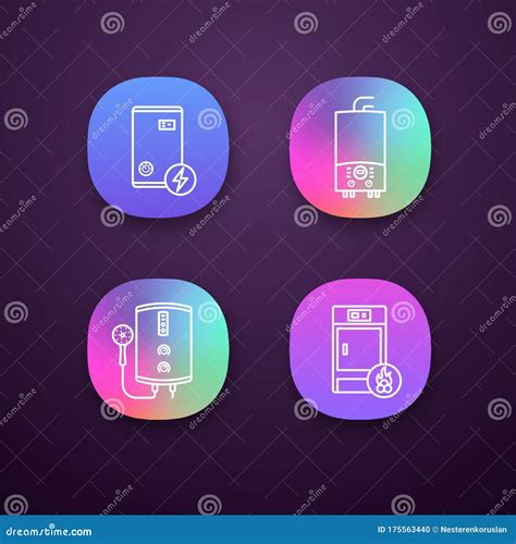 Heating App Icons Set Stock Vector Illustration Of Head 175563440