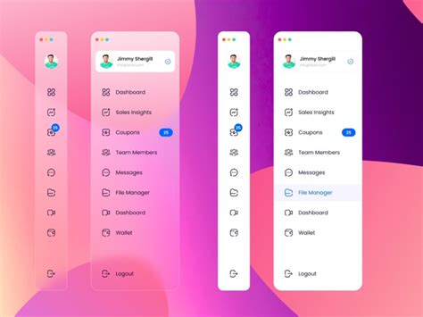 glass morphism dashboard navbar ui design sidebar design creative