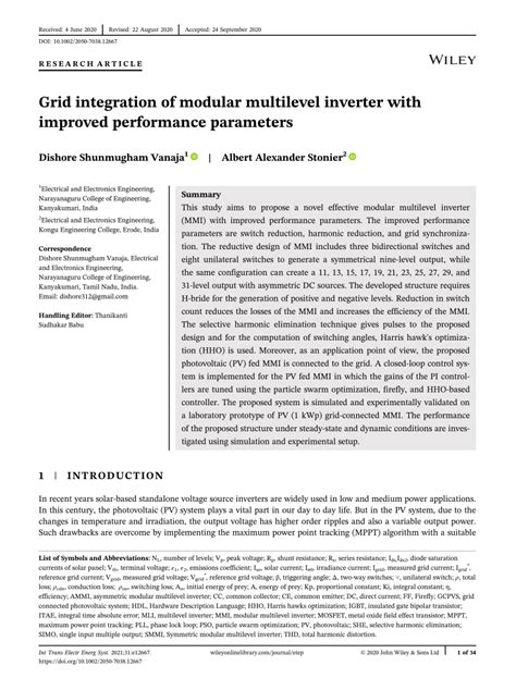 grid integration of modular multilevel inverter with improved