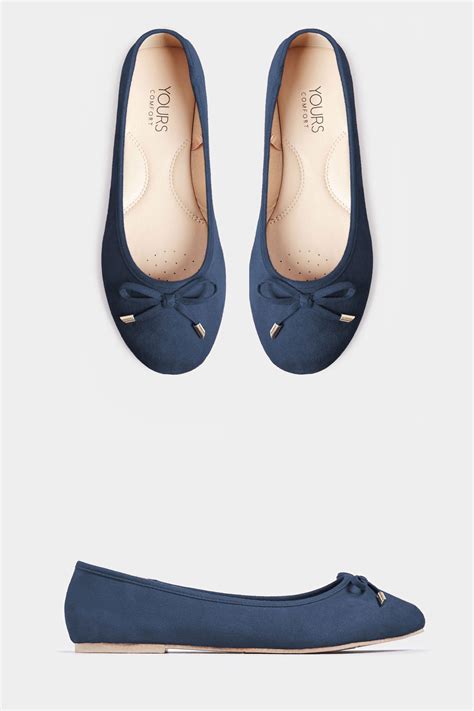Ballerines Bleues Marine Noeuds Pieds Larges Eee Yours Clothing
