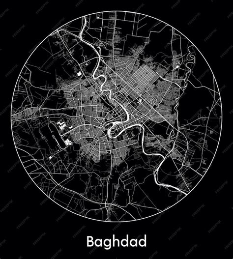 Premium Vector City Map Asia Iraq Baghdad Vector Illustration