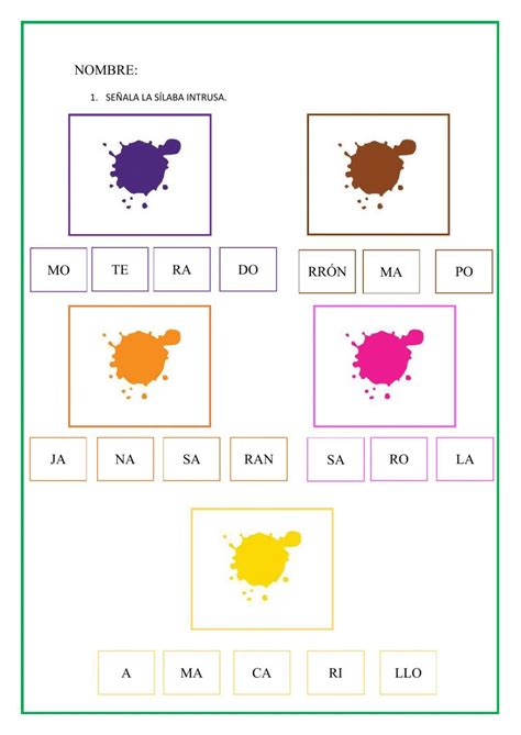 Sílaba Intrusa Worksheet Live Worksheets