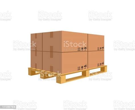 나무 팔레트에화물 상자 흰색 배경에 고립 된 아이소메트릭 플랫 벡터 일러스트레이션 해운에 대한 스톡 벡터 아트 및 기타 이미지