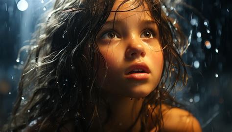 Premium Photo Smiling Wet Girl Enjoys Summer Rain Beauty In Nature