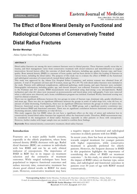 PDF The Effect Of Bone Mineral Density On Functional And Radiological