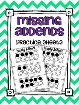 Finding The Unknown Missing Addends Practice Sheets Maths Practice