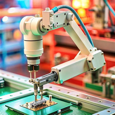 Modern Electronics Production Highprecision Robotic Arm Closeup Premium Ai Generated Image