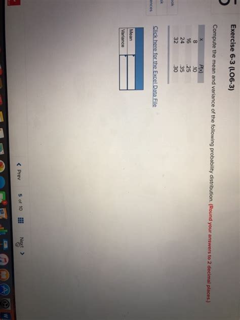 solved exercise 6 3 lo6 3 compute the mean and variance of