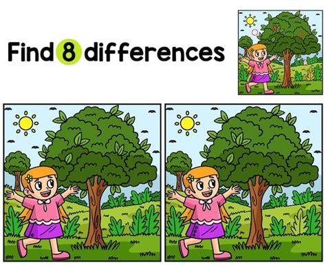 Premium Vector Earth Day Happy Girl In Tree Find The Differences