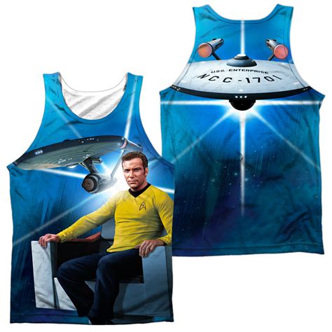 Star Trek Kirks Ship Frontback Print Adult 100 Poly Tank Top