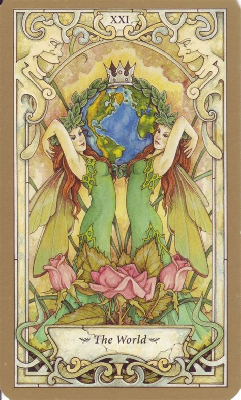 A Tarot Card With Two Women Holding The World
