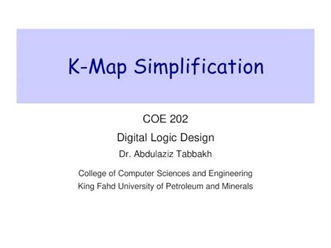 PDF K Map Simplification KFUPM K Map Method Provides A